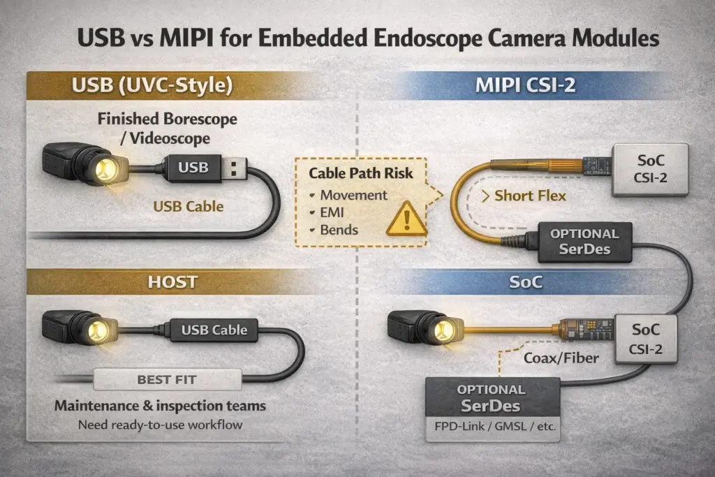 Industrial Endoscope Camera Guide: Specs, USB Vs MIPI, Buy Vs Build